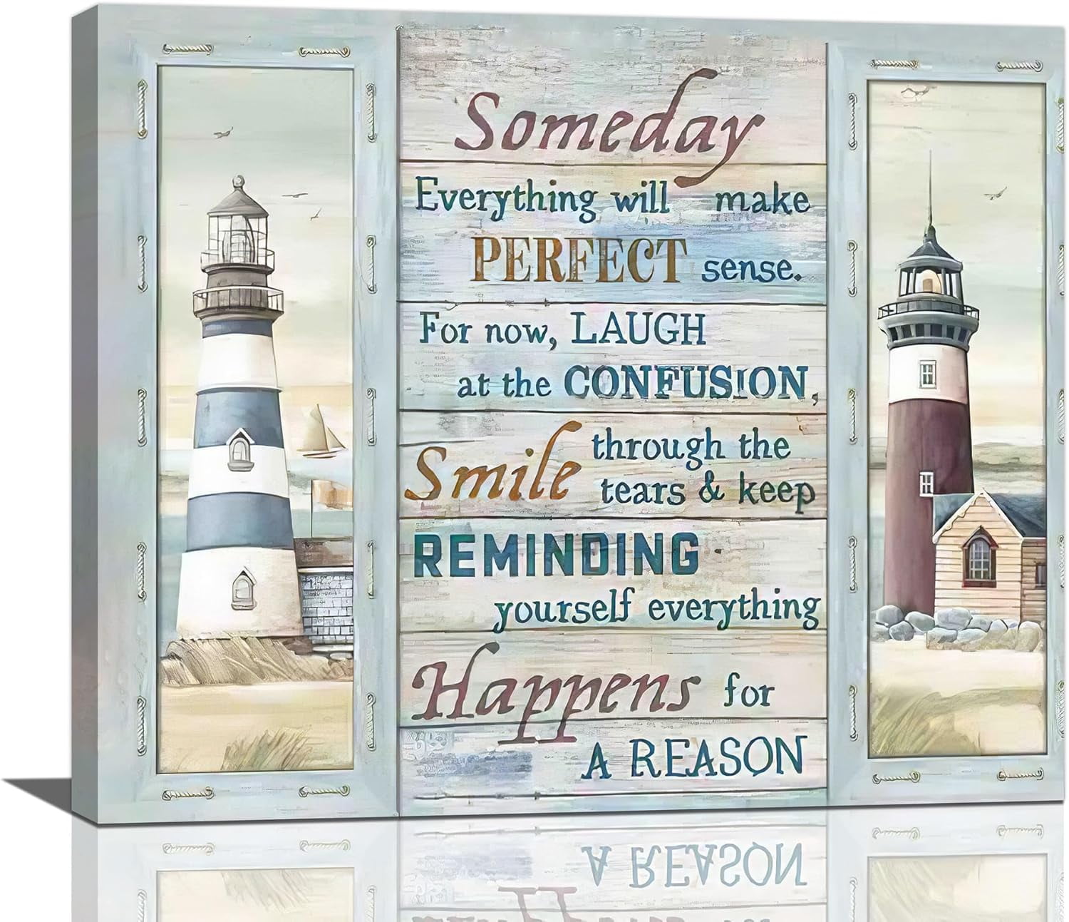 AVOI Nautical Lighthouse Wall Art Inspirational Quotes Wall Decor ...