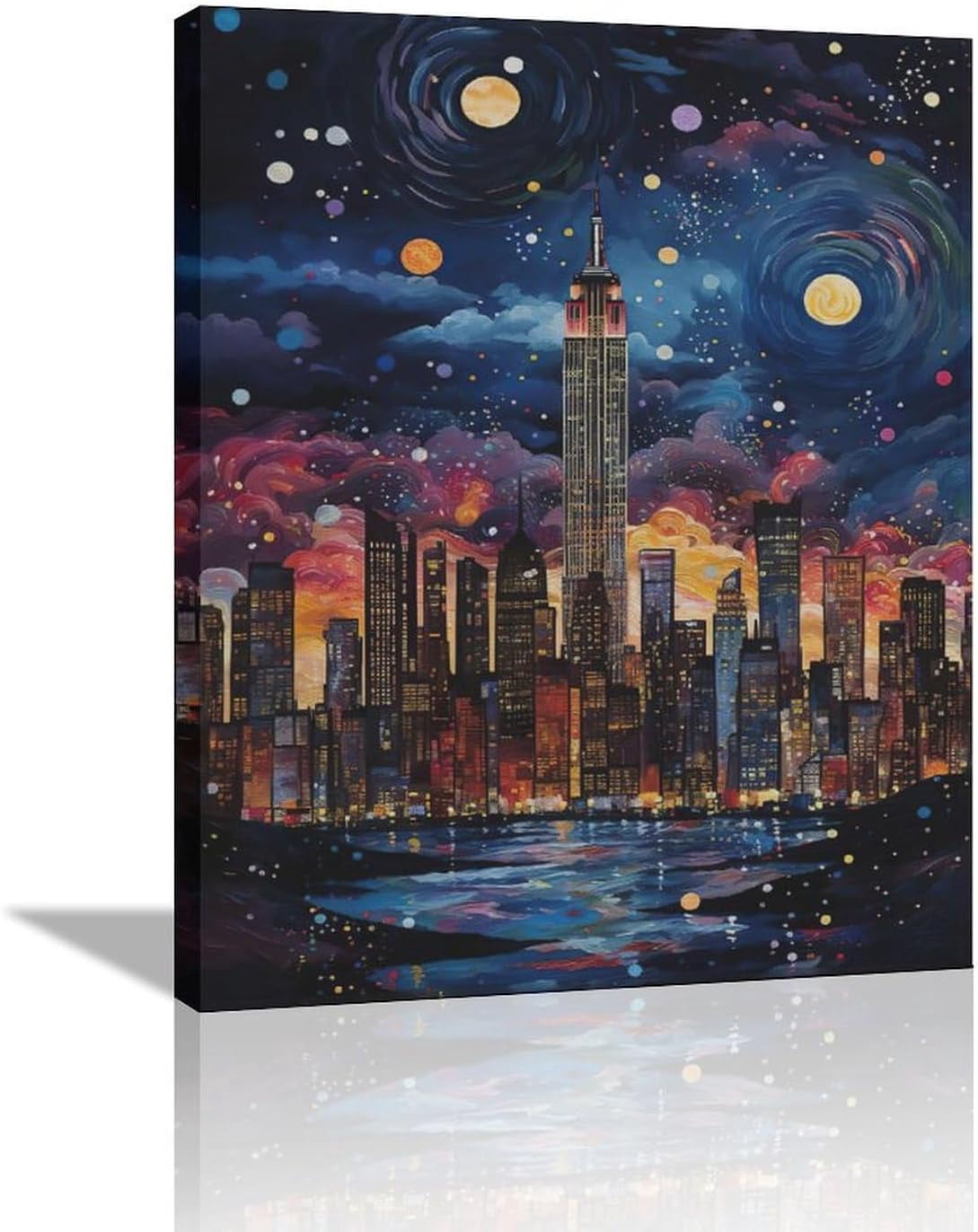 AVOI New York City Wall Art Skyline Starry Night Picture Wall Decor ...