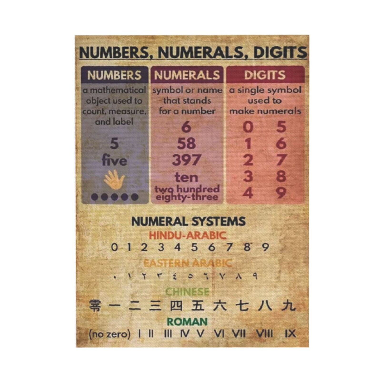 AVOI Numbers Numerals Digits Knowledge Infographics Canvas Wall Art ...