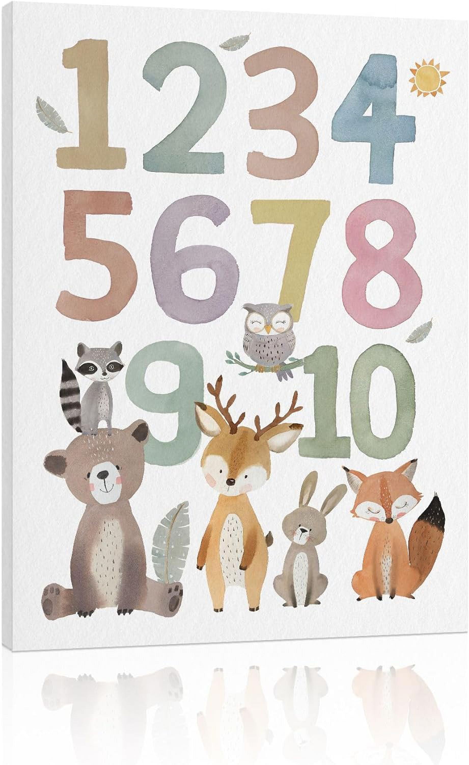 AVOI Numbers Wall Art Nursery Decor: Safari Animal Print Picture for ...