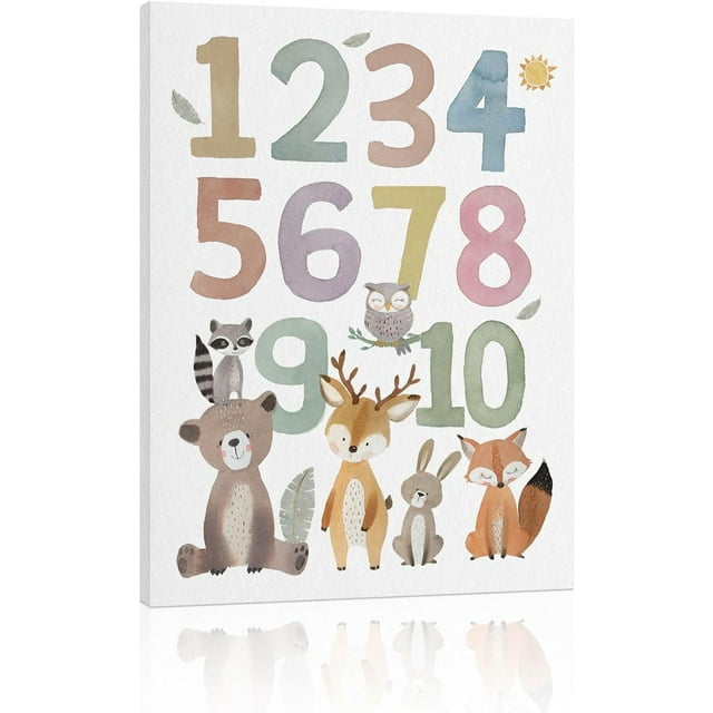 AVOI Numbers Wall Art Nursery Decor: Safari Animal Print Picture for ...