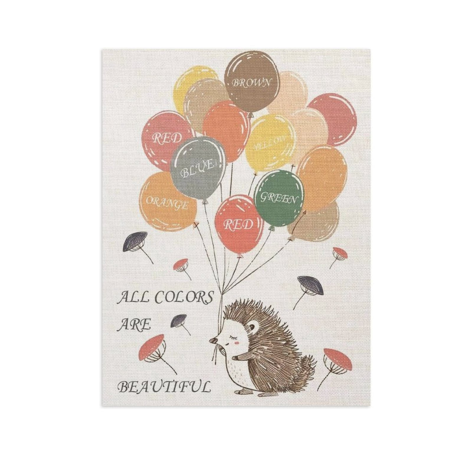 AVOI Nursery Wall Decor, Colors are Beautiful Poster, Cute Hedgehog ...