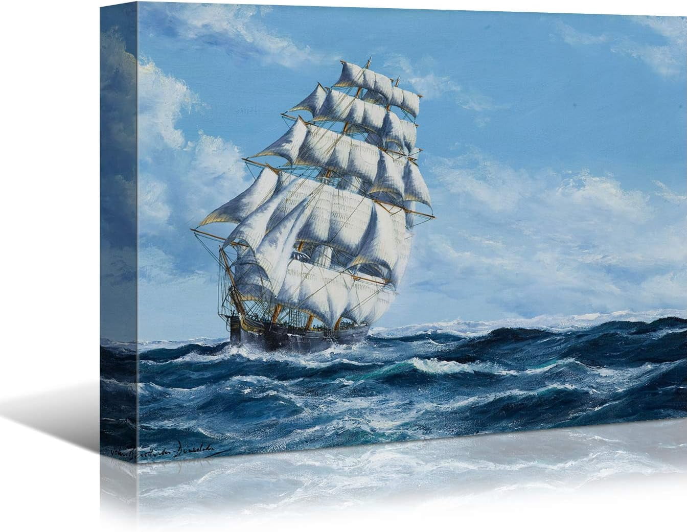 AVOI Ocean Theme Canvas Wall Art, 24x18 Inch Sailboats on Stormy Sea ...