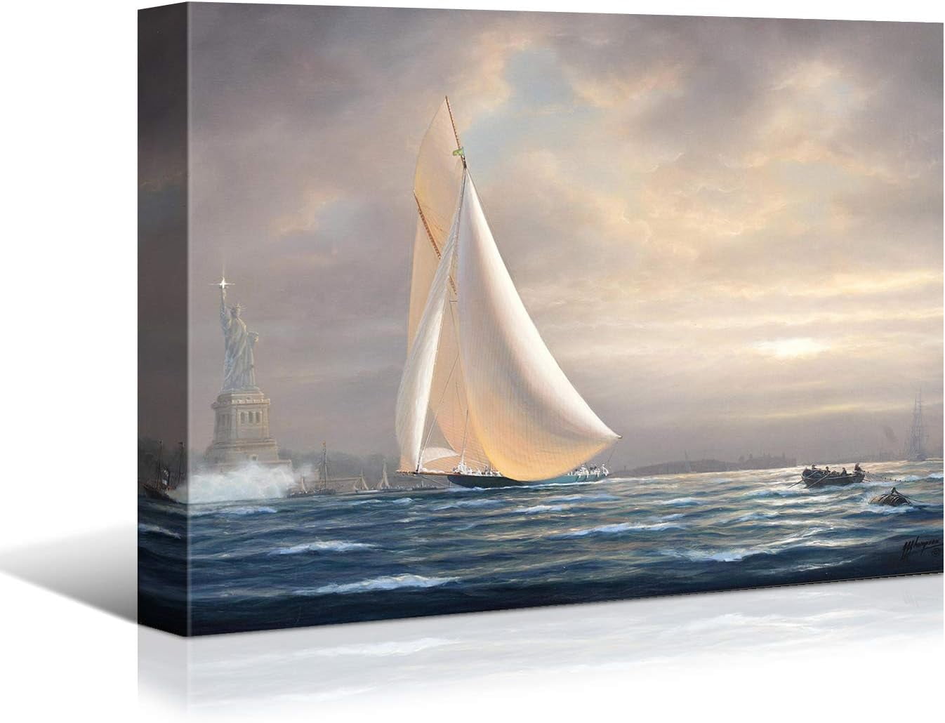 AVOI Ocean Theme Canvas Wall Art, 48x32 Inch Sailboats on Blue Sea ...