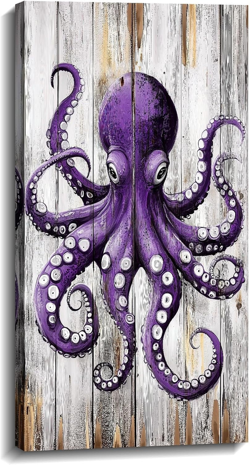 AVOI Octopus Wall Art Vertical Canvas Prints Purple Octopus Picture ...