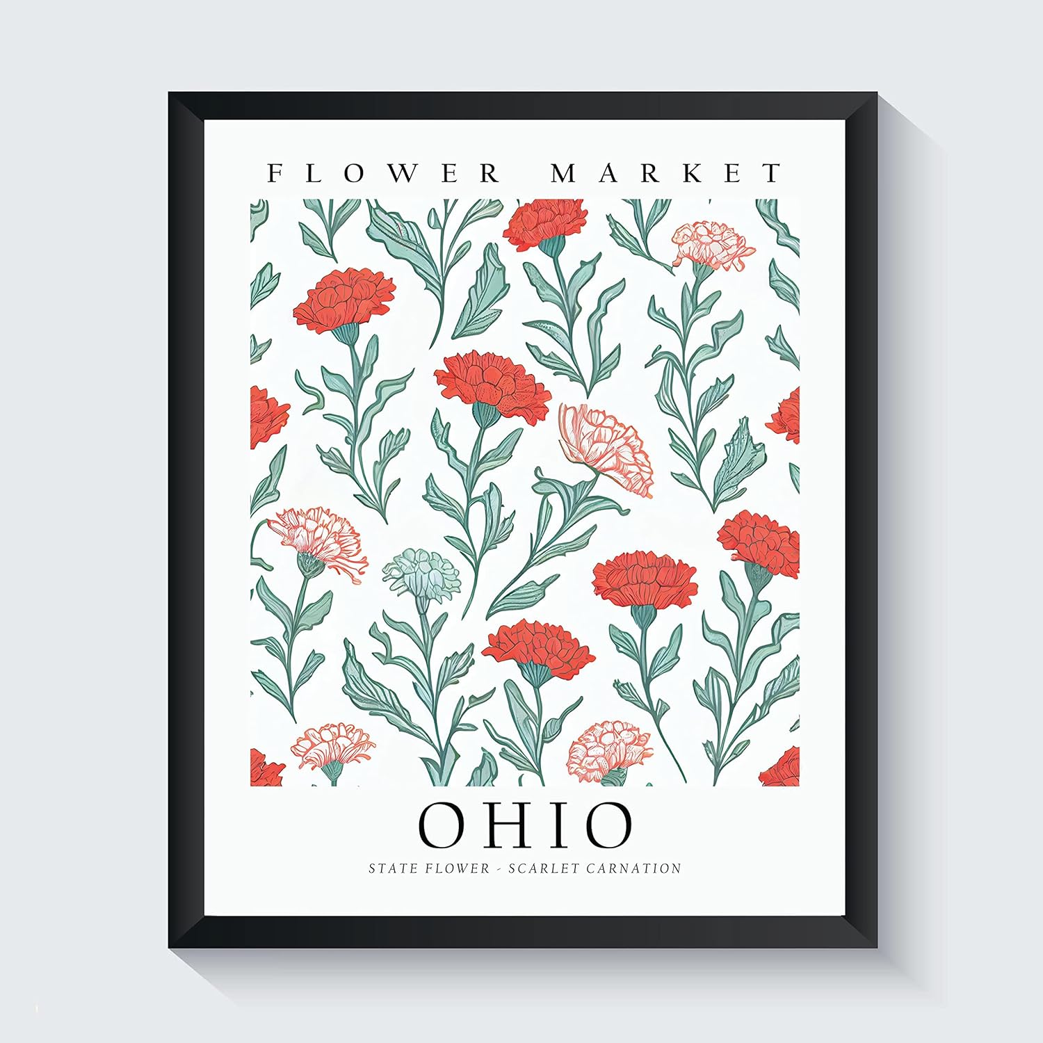 AVOI Ohio Flower Market Art Print, Ohio Poster Wall art Decor, Ohio ...