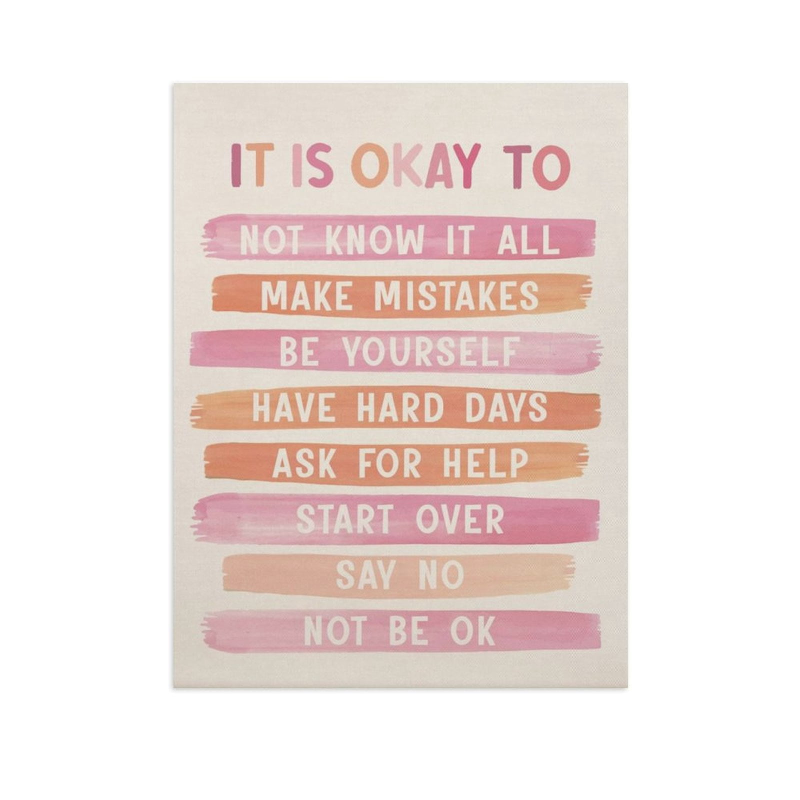 AVOI It is Okay Pink Boho Poster, Pink Wall Decor, Inspirational ...