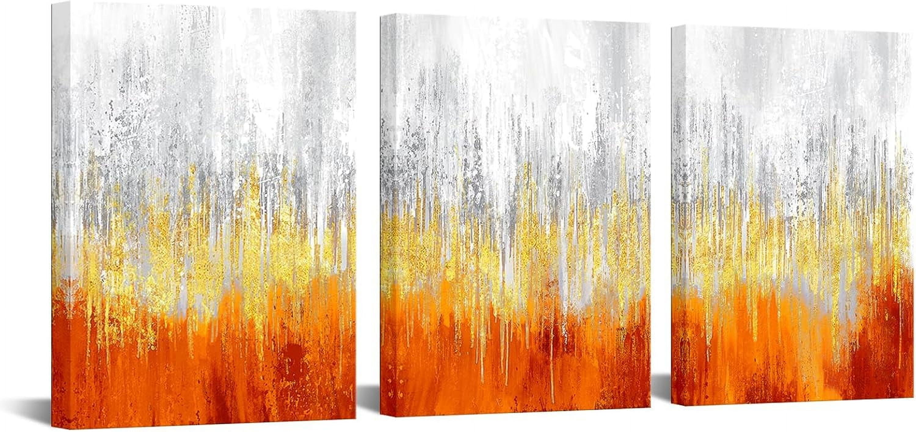 AVOI Orange and Gold Abstract Canvas Wall Art Modern Gold Foil Artwork ...