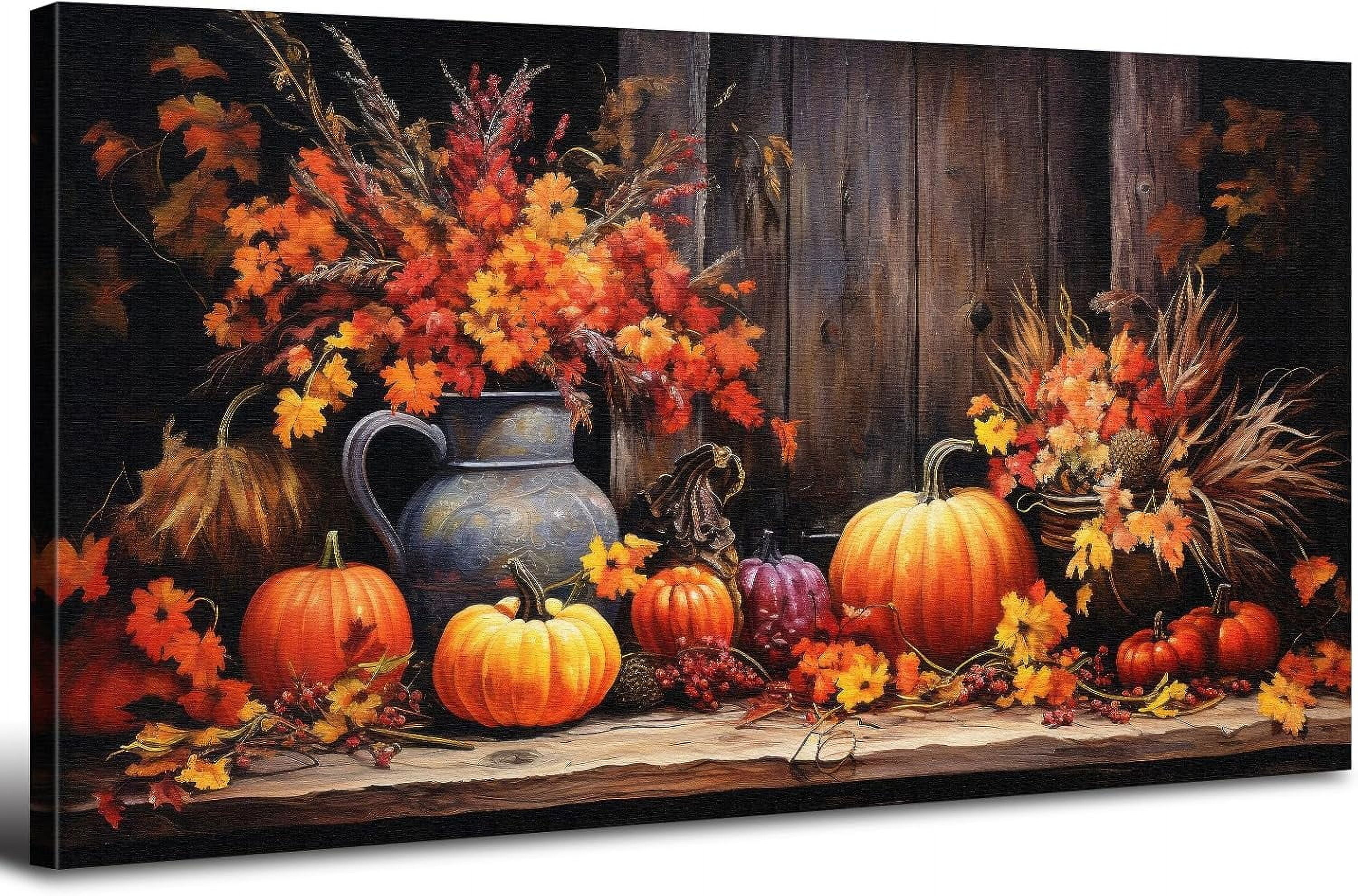 AVOI Orange Pumpkin Canvas Wall Art Kitchen Wall Decor Farmhouse Dining ...