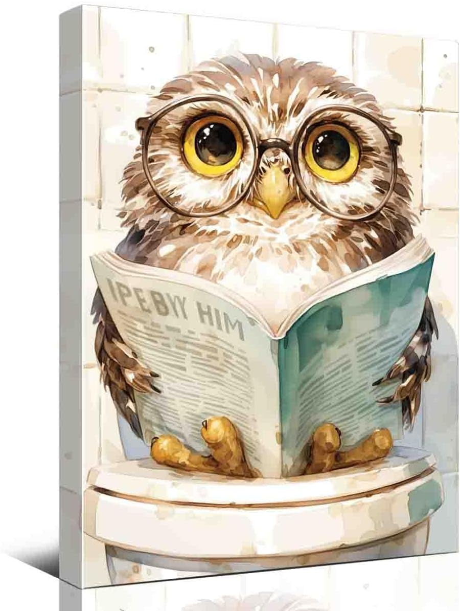 AVOI Original-Cute owl Wall Art,Owl Photo,Owl Art,Bathroom Art Print ...
