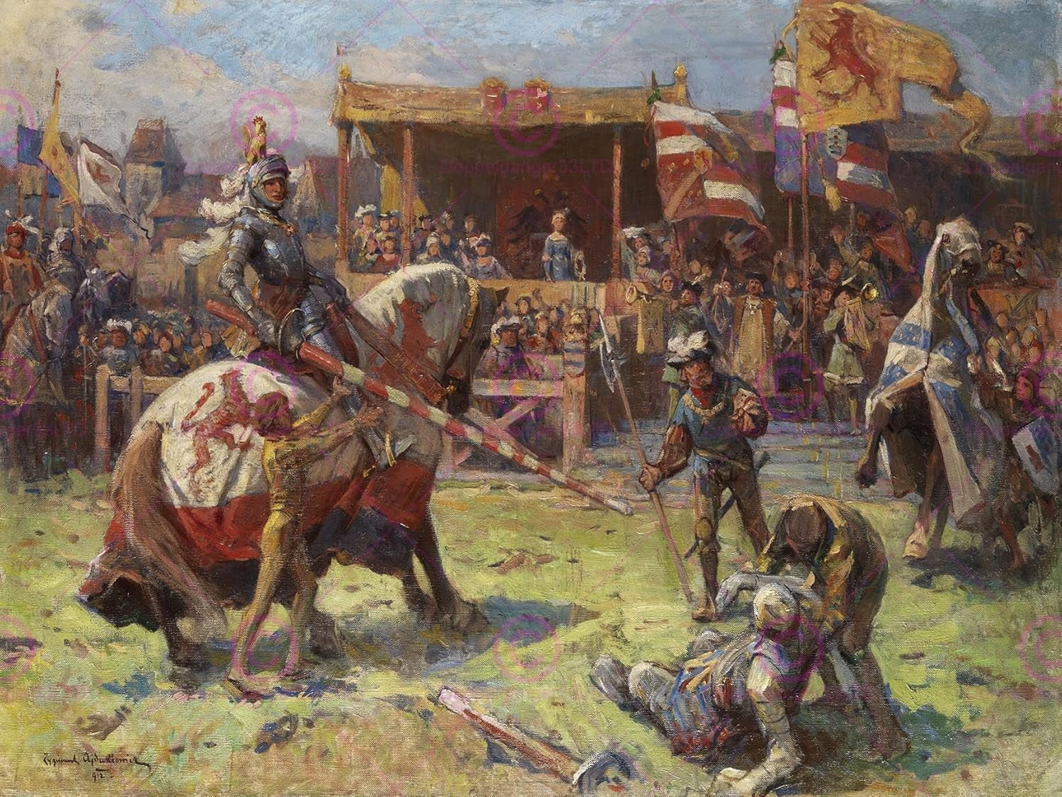AVOI Painting Landscape Medieval Ajdukiewicz Jousting Canvas Art Print ...