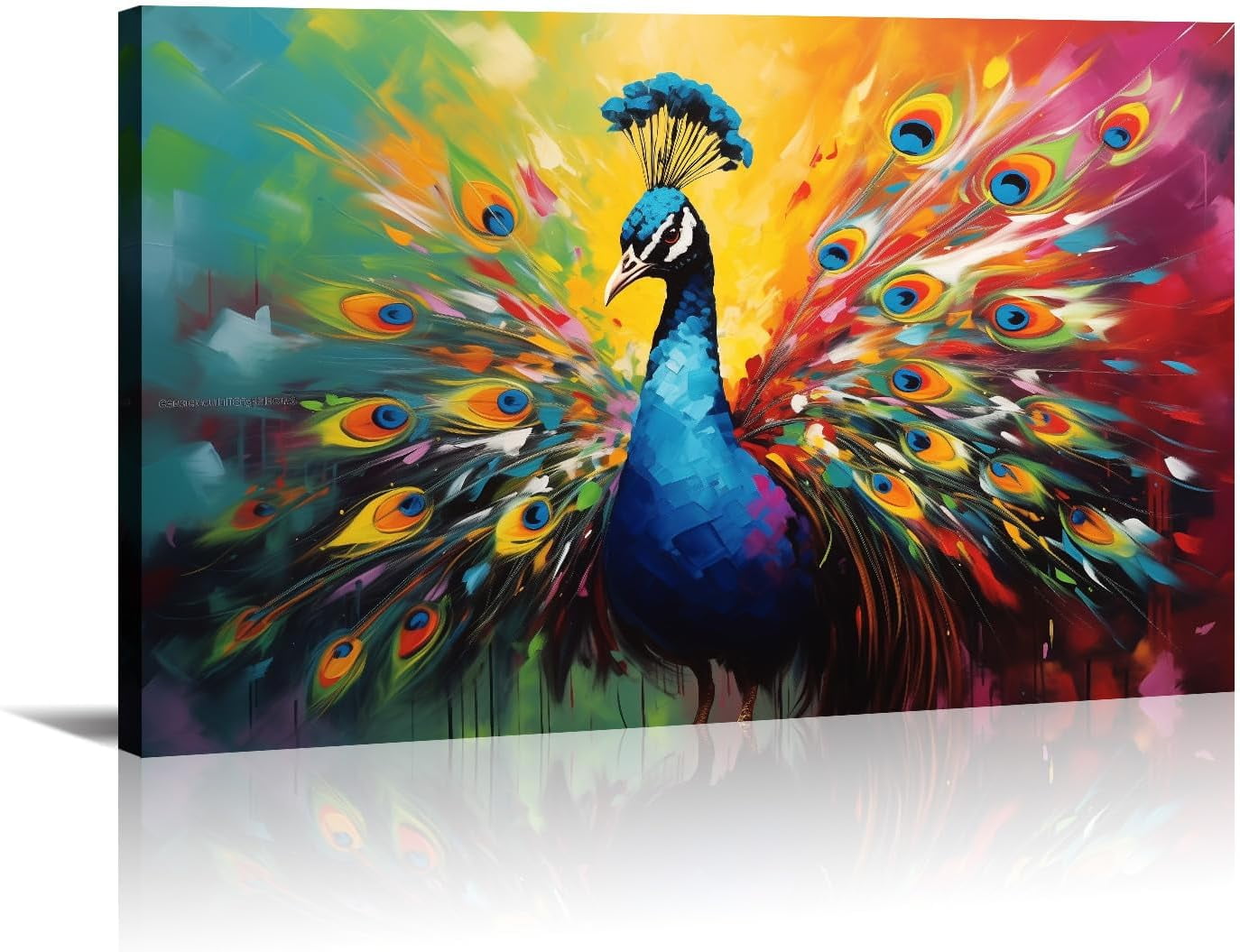 AVOI Peacock Canvas Wall Art Birds Picture Coloful Poster Elegance ...