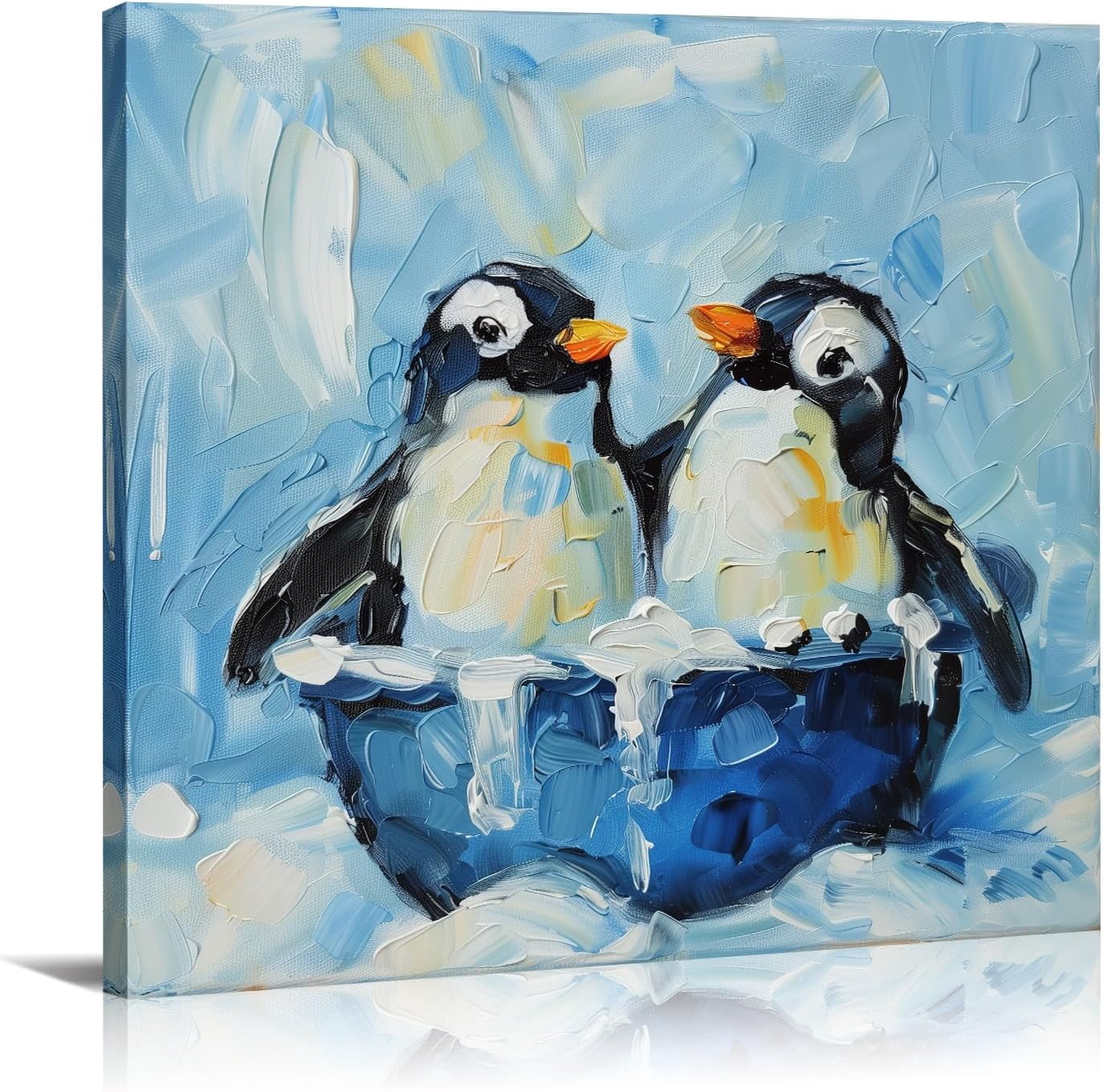 AVOI Penguin Bathroom Wall Decor Canvas Art Funny Penguin in Bathtub ...