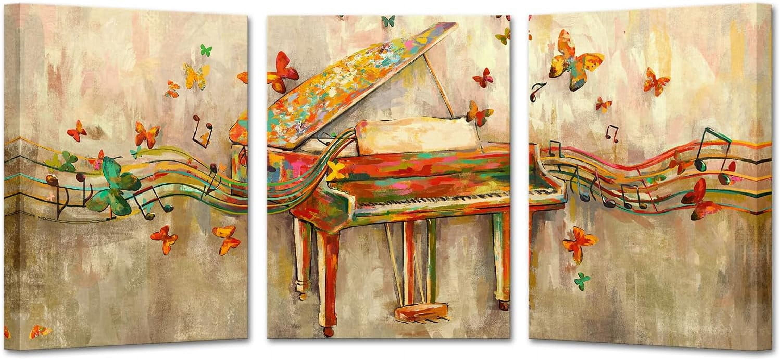 AVOI Piano Wall Art Decor Abstract Music Painting Canvas Artwork Music ...