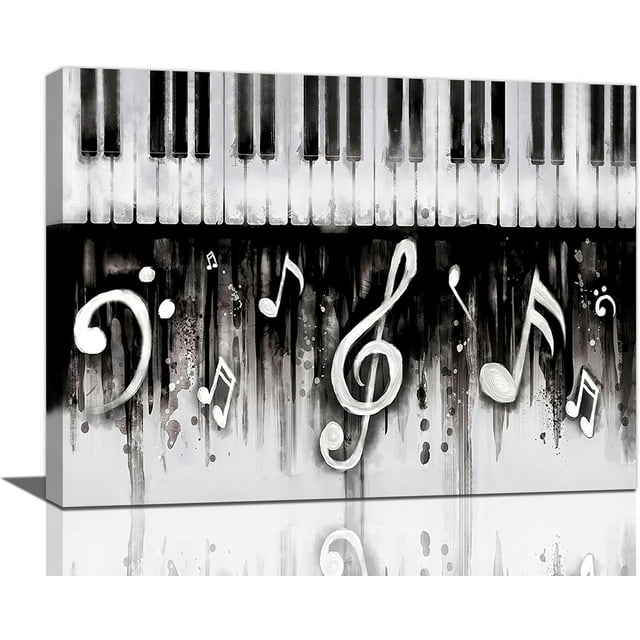 AVOI Piano Wall Art Music Note Pictures Wall Decor Black And White ...