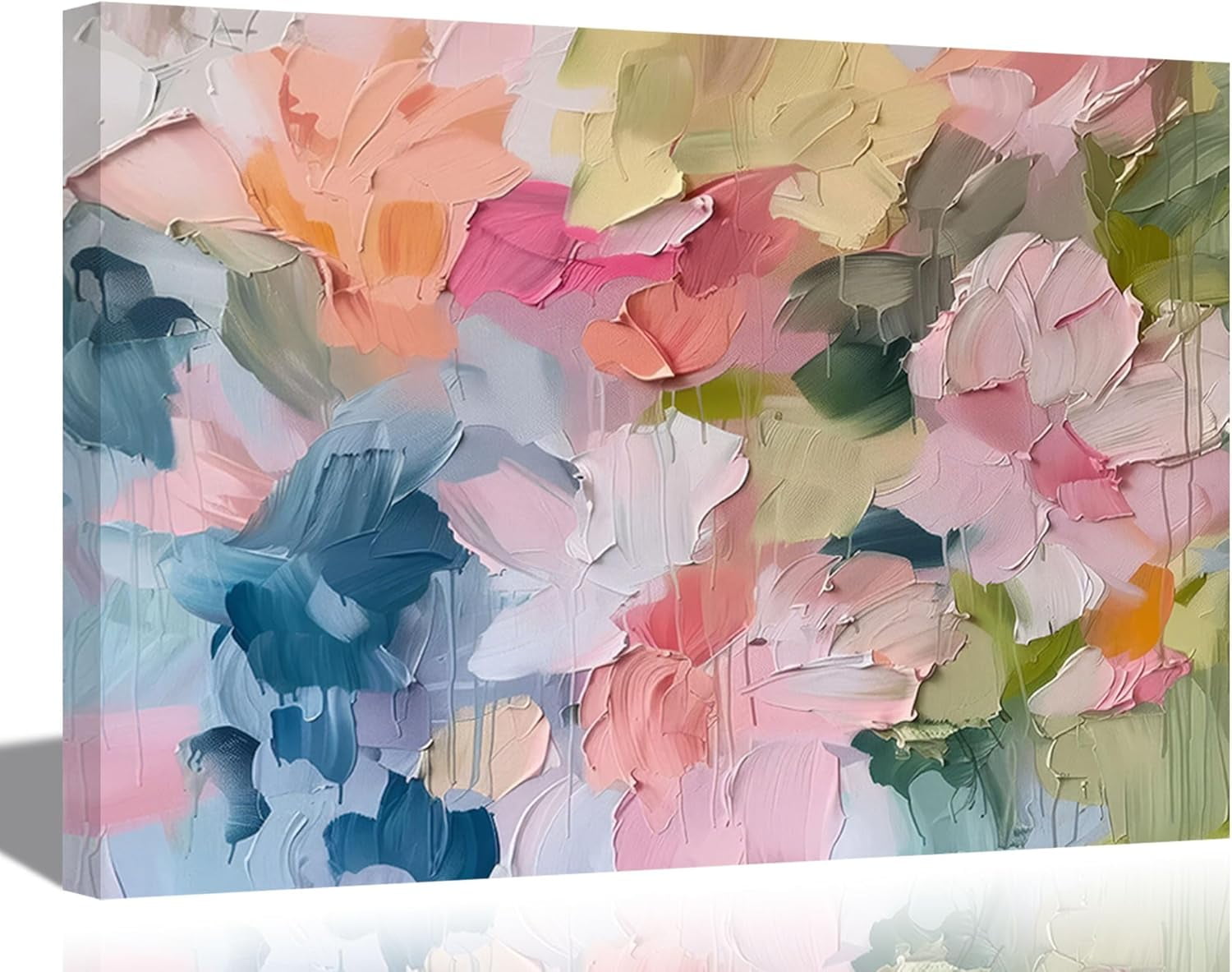 AVOI Pink Abstract Canva Wall Art Modern Colorful Oil Painting Style ...