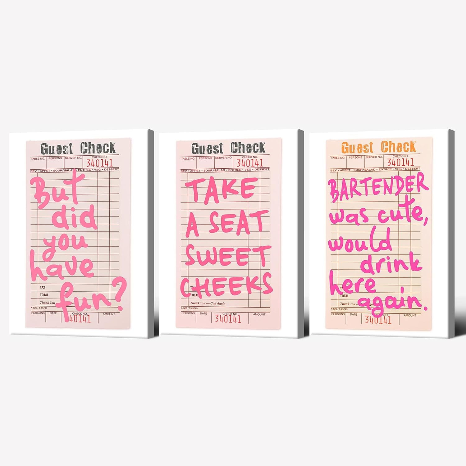AVOI Pink Guest Check Posters Trendy Pepper Coquette Girly Art Retro ...