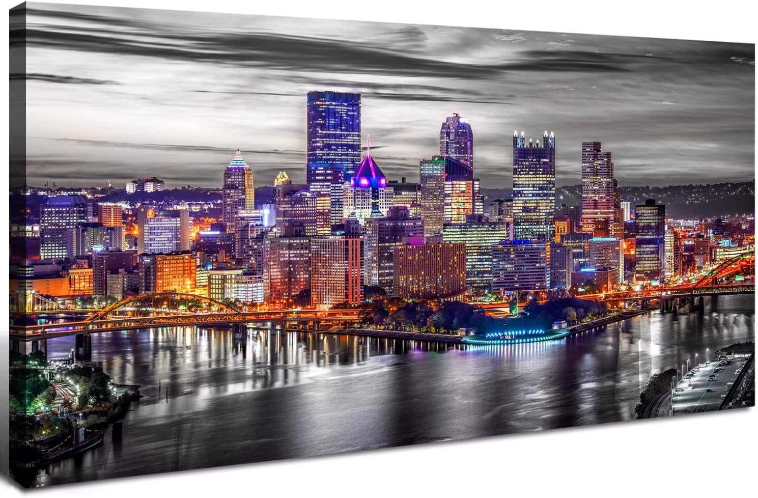 AVOI Pittsburgh Wall Artations City Skyline Picture Pennsylvania Night ...