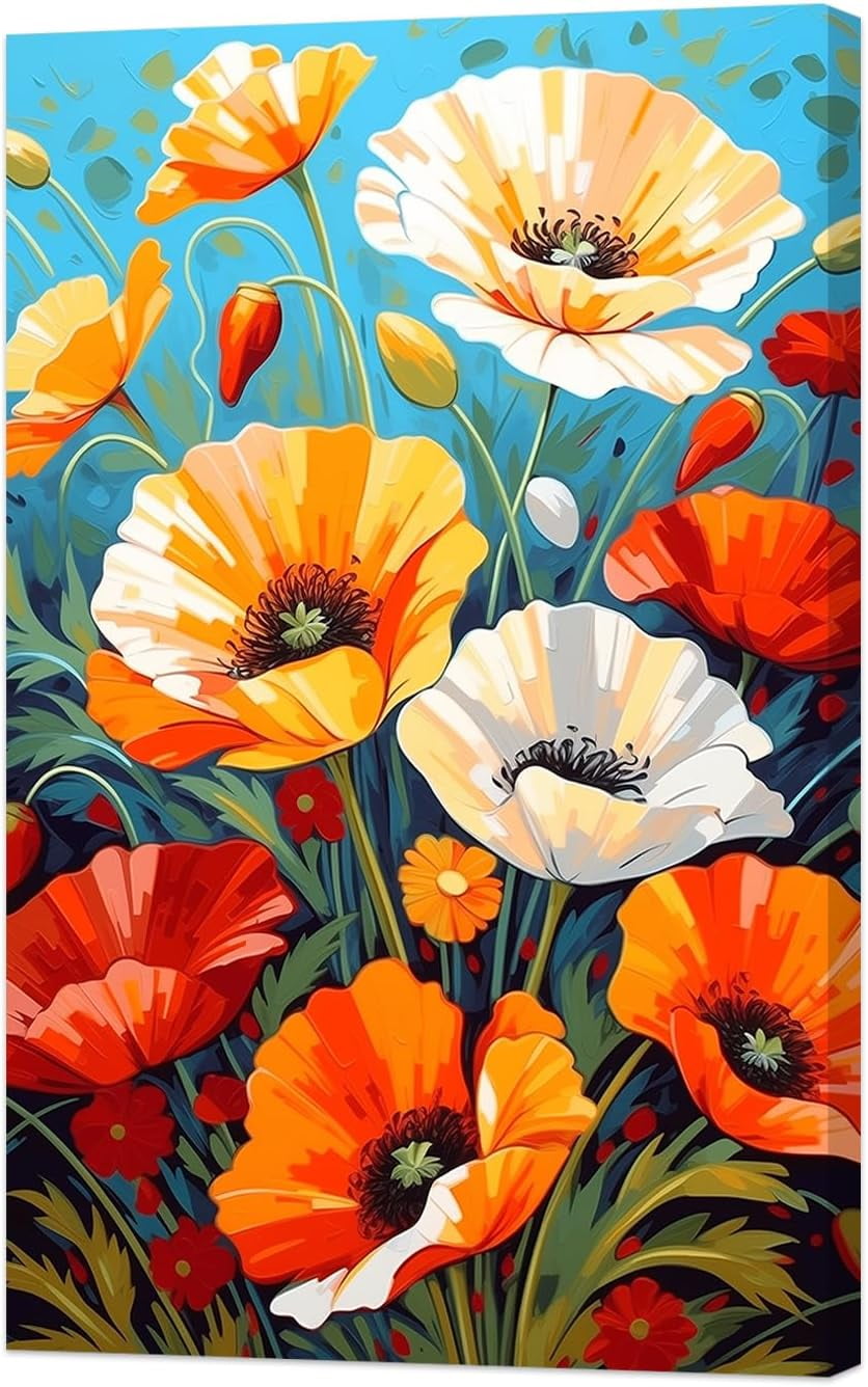 AVOI Poppies Wall Art Blooming Poppy Art Print Colorful Flowers ...