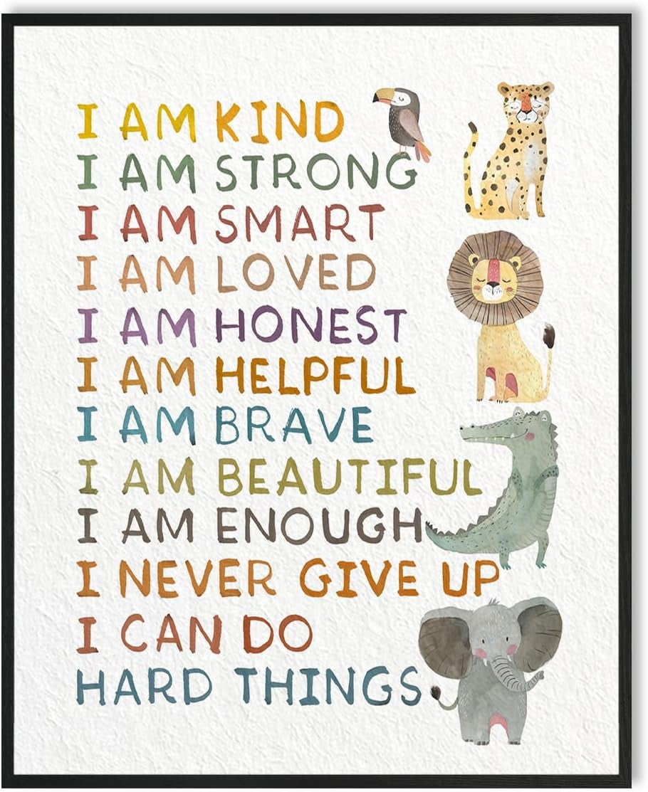 AVOI Positive Affirmations Kids Wall Decor: Safari Nursery Decor Kids ...
