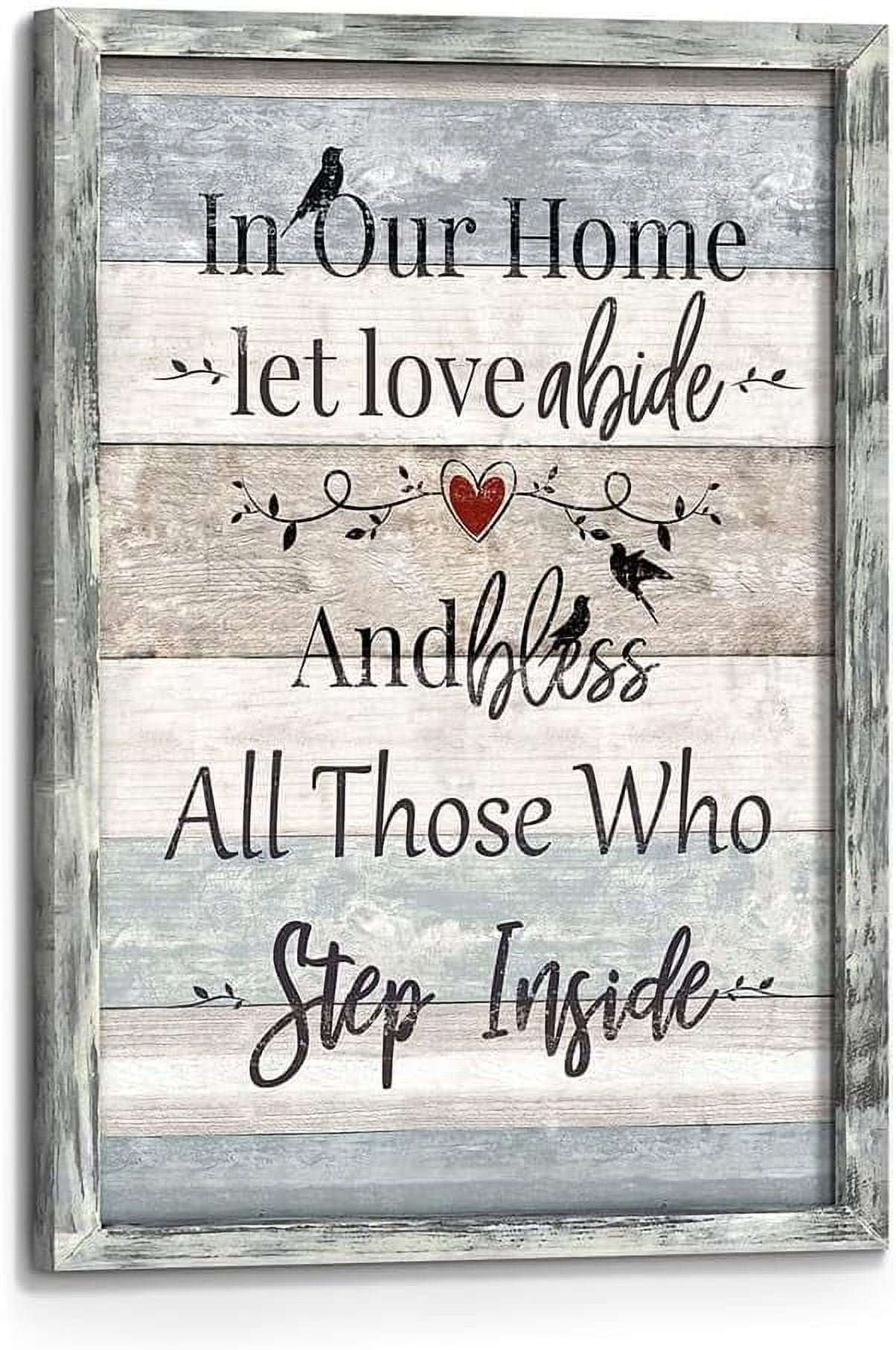 AEFER Positive Home Quotes Wall Art: Unframed Let Love Abide Saying ...