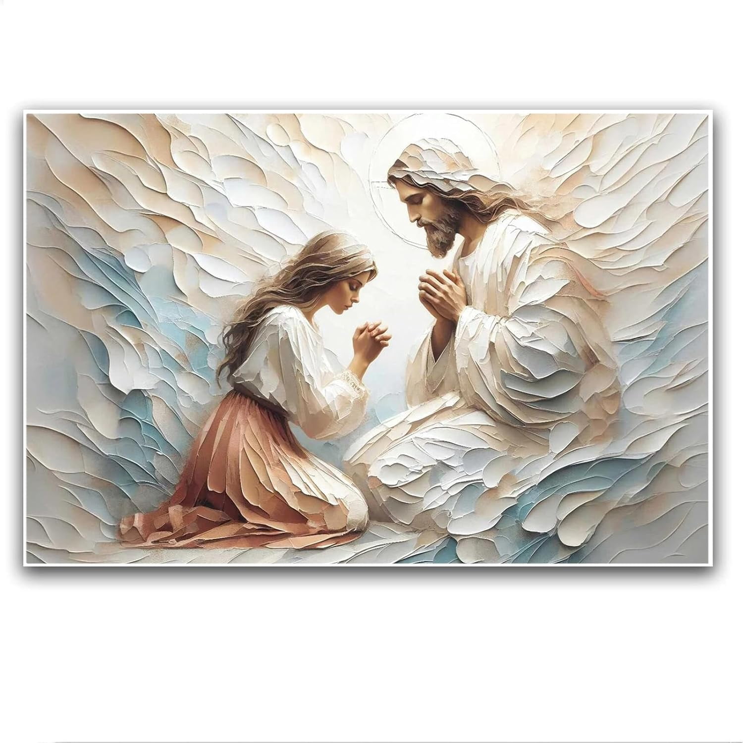 AVOI Praying to Heaven Modern Christian Art - Jesus and Woman Praying ...