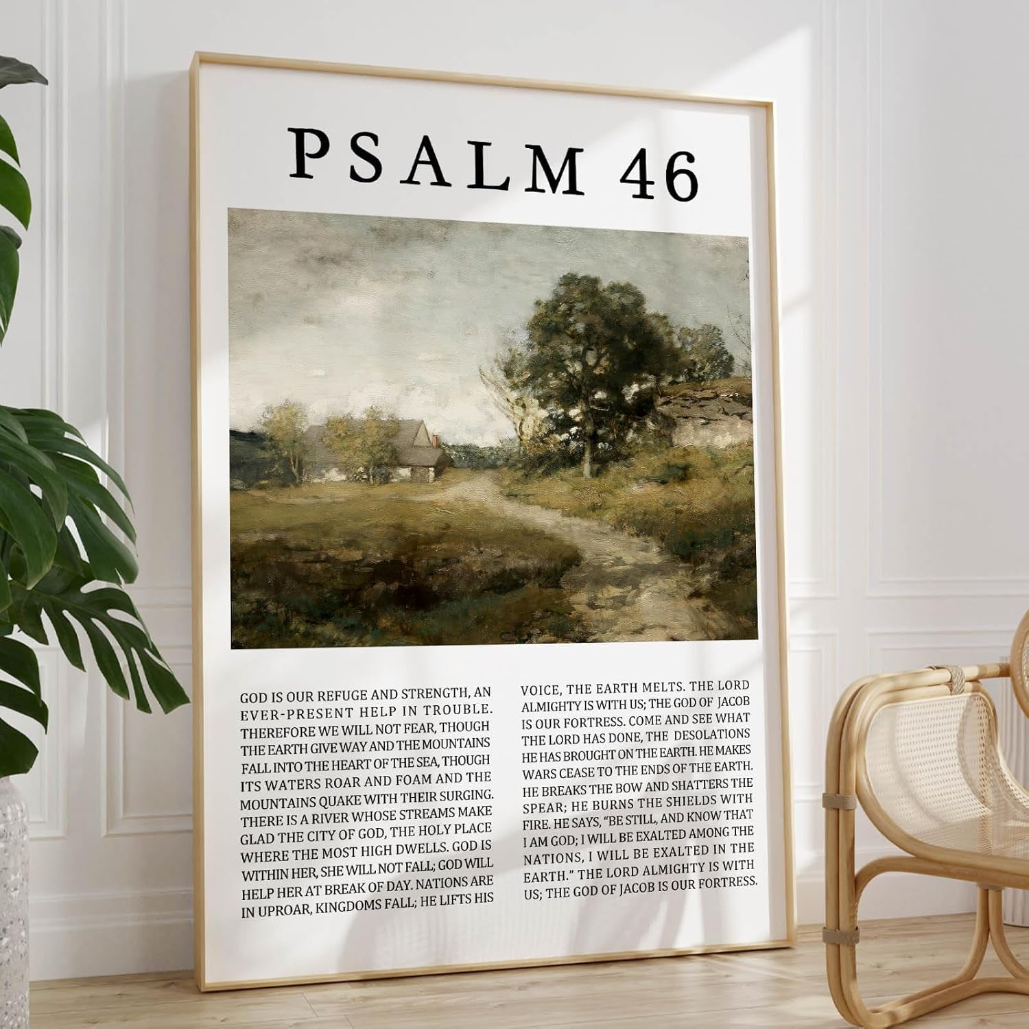 AVOI Psalm 46 Wall Art Vintage Landscape Art Prints Vintage Painting Christian Canvas Art God Is ...
