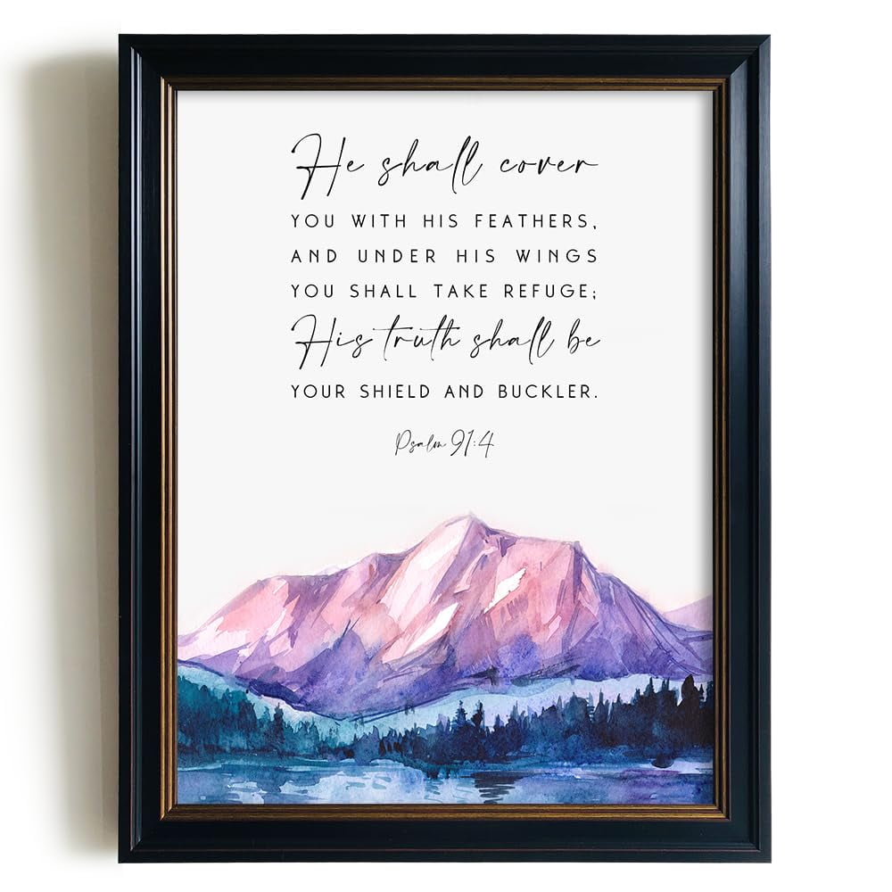 AVOI Psalm 91:4 Religious Quotes Wall Art - Inspirational Bible Verses ...