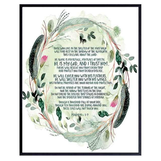 AVOI Psalm 91-Boho Christian Wall Decor-Bohemian Bible Verse Wall Art ...