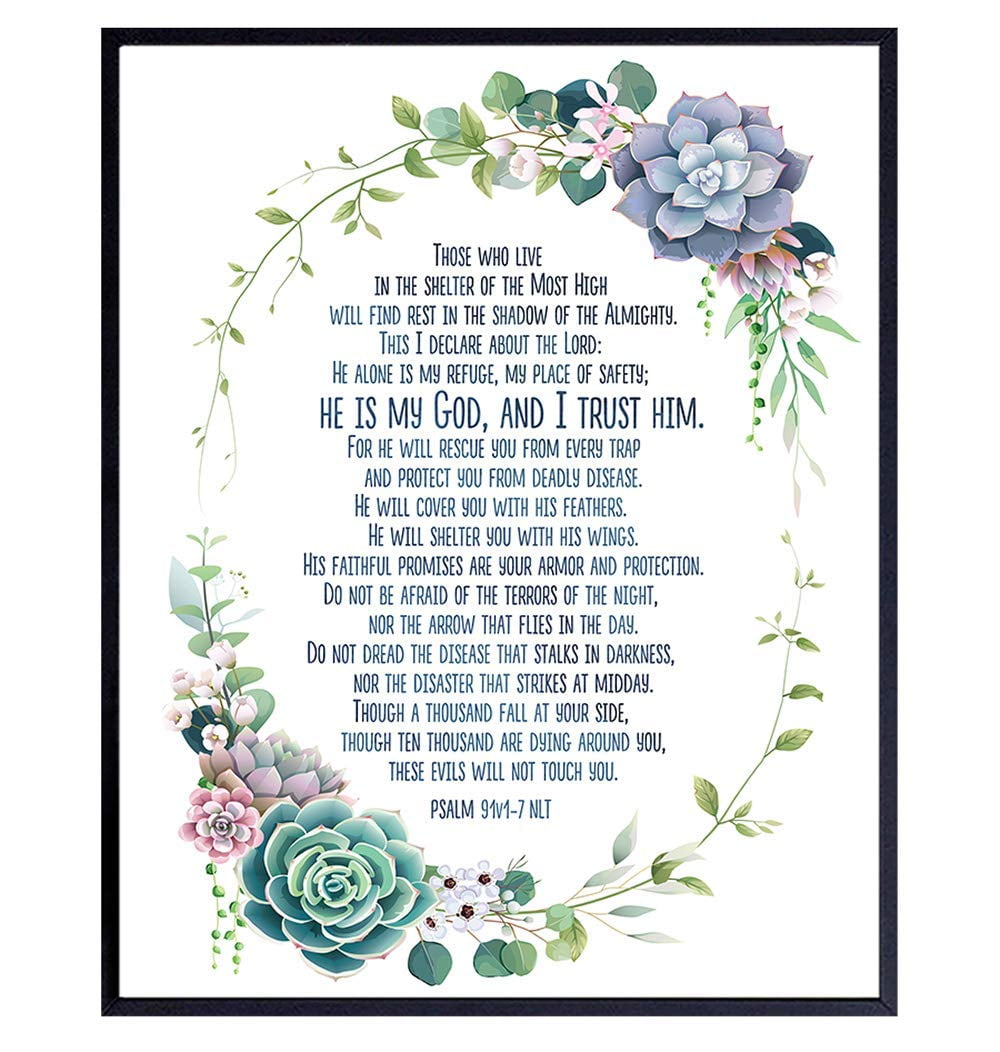 AVOI Psalm 91 - Succulent Religious Wall Decor - Psalms Bible Verse ...