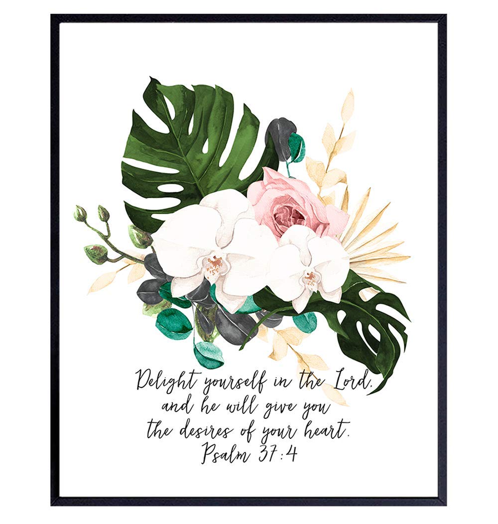 AVOI Psalms Orchid Wall Decor-Tropical Religious Wall Decor-Palm Leaves ...