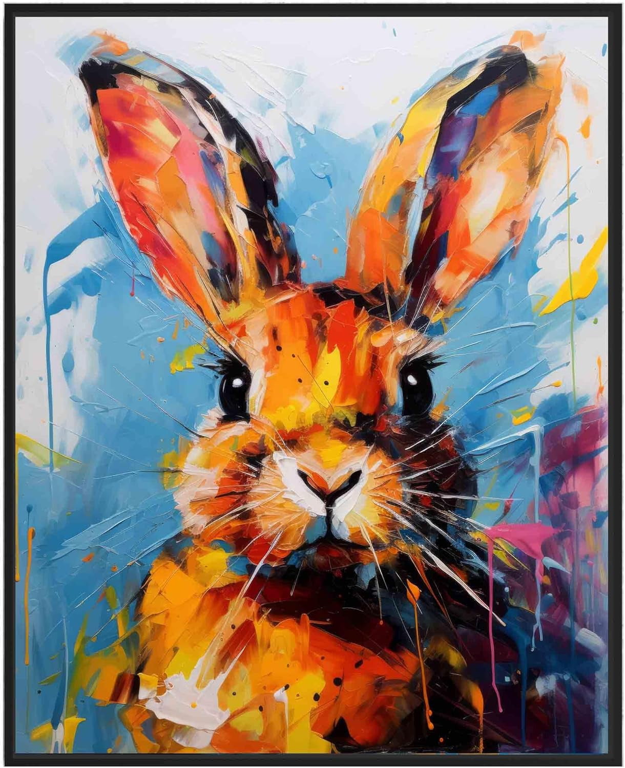 AEFER Rabbit Art Print, Animal Painting Wall Art Abstract Artwork ...