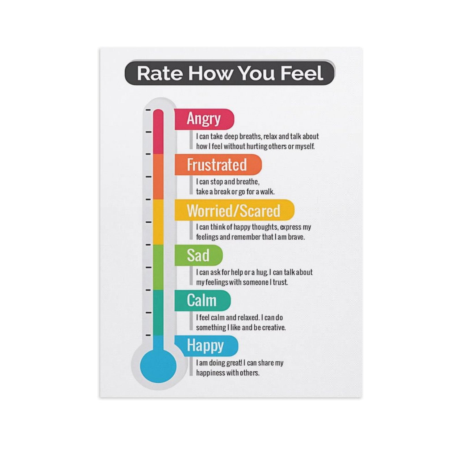 AVOI Rate How You Feel Poster - Kids How Are You Feeling Thermometer ...