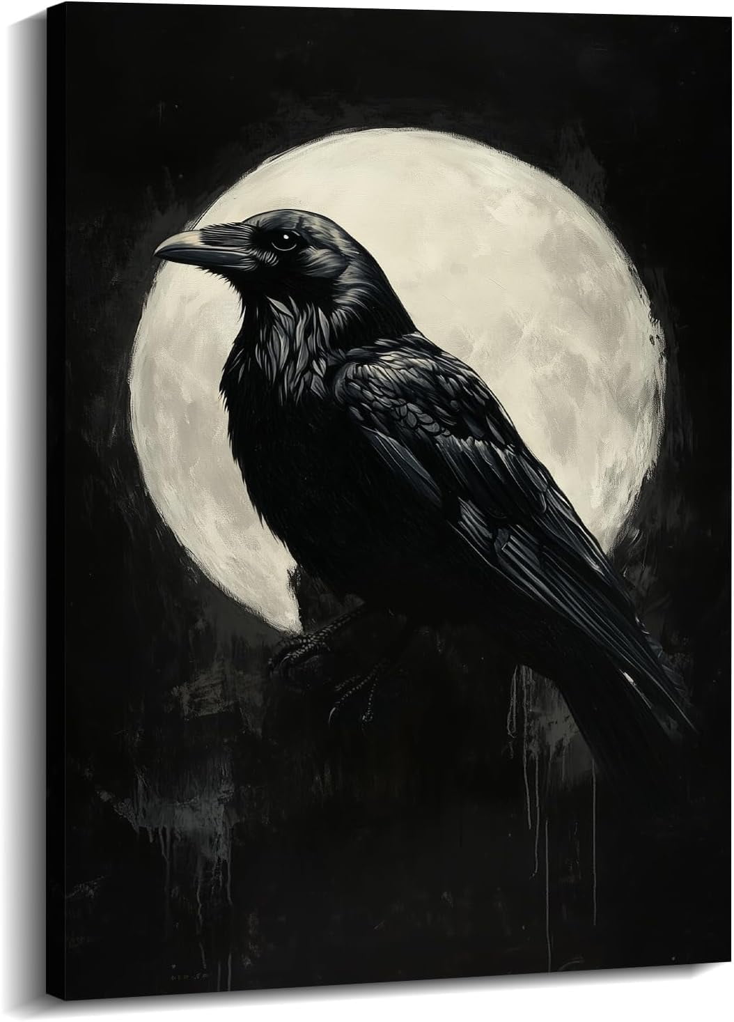 AVOI Raven Canvas Wall Art Dark Academia Picture Gothic Forest Black ...