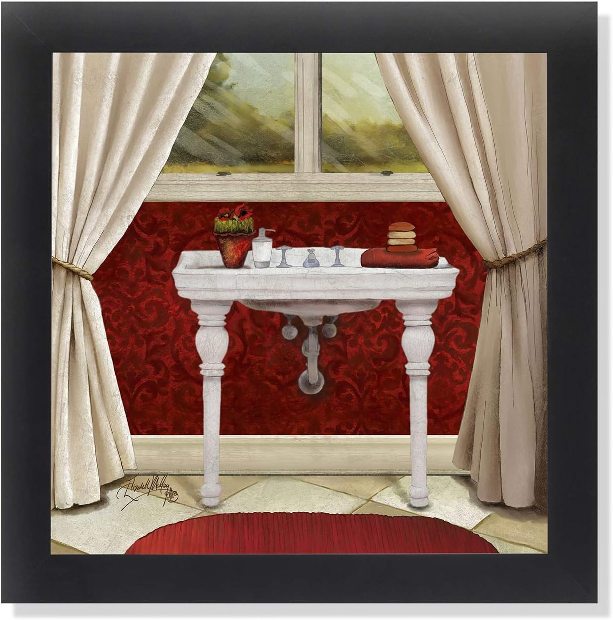 AVOI Red Bain II Bathroom Farmhouse Pedestal Sink Classic Vintage Real ...