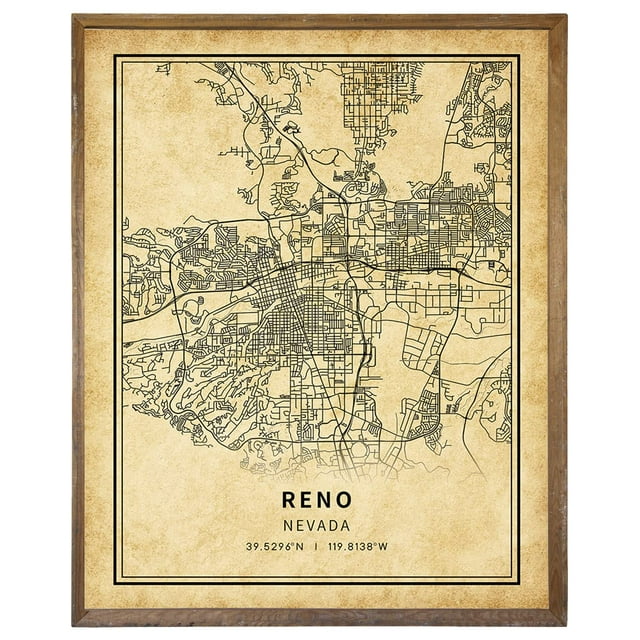 AVOI Reno Vintage Poster - Reno Map Wall Art - Reno Street Transit Map ...