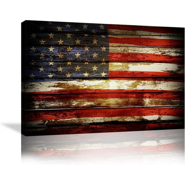 AVOI Retro American Flag Canvas USA Flag Print Art Blue and Red Home ...