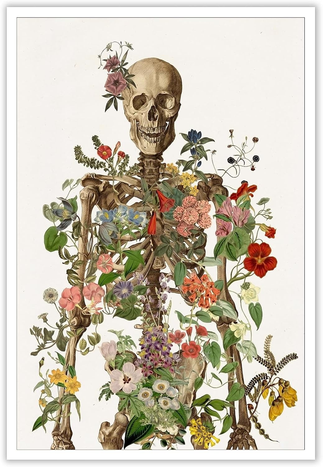 AVOI Retro Flower Skeleton Posters Medical Human Anatomy Gothic Spooky ...