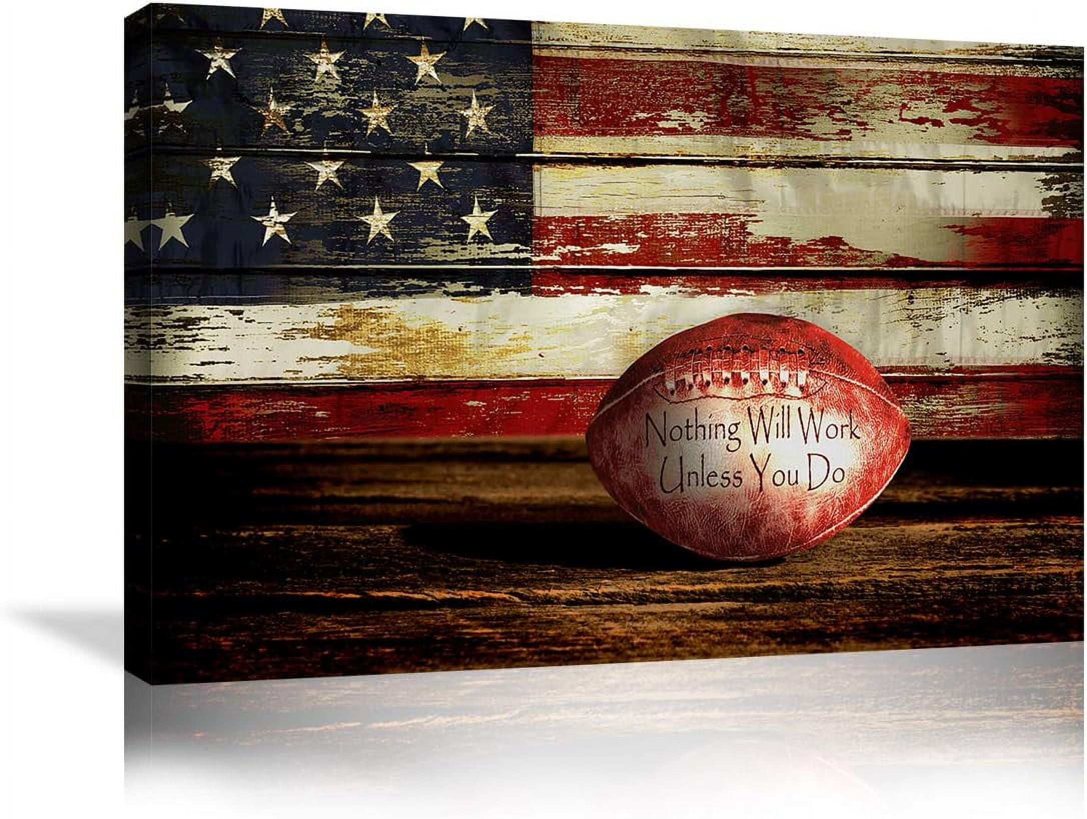 AVOI Retro Football Canvas Prints Wall Art US USA American Flag on ...