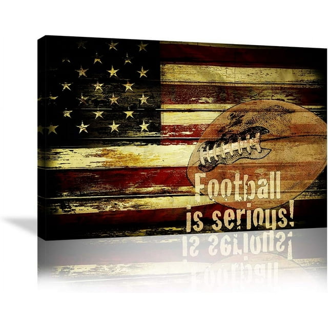 AVOI Retro Football Canvas Wall Art US USA American Flag on Wooden ...
