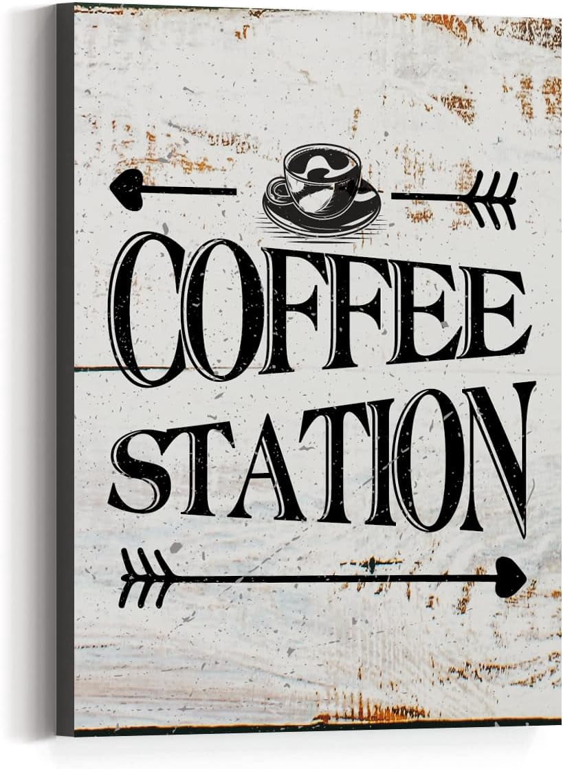 AVOI Retro Style Coffee Quote Coffee Station Canvas Prints Wall Art ...