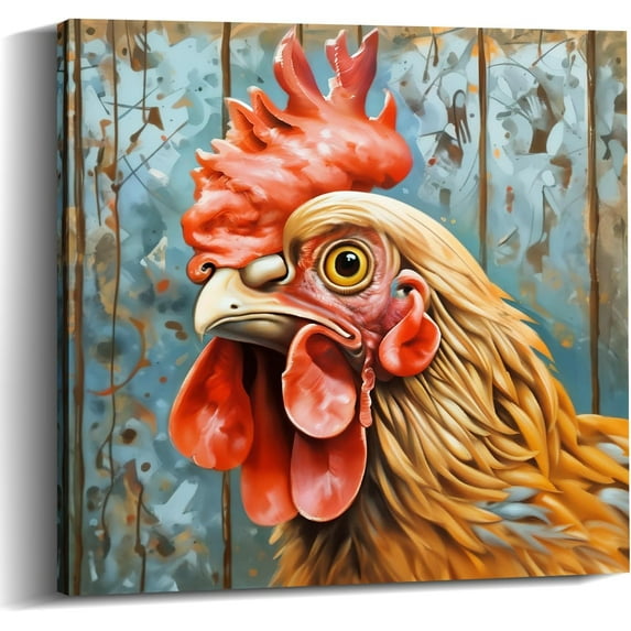 AVOI Rooster Canvas Art Farmhouse Wall Decor Chicken Painting Farm ...
