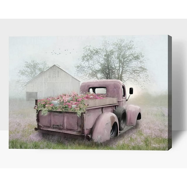 AVOI Rustic Barn Pictures Wall Art, Old Truck for Farmhouse Wall Decor ...