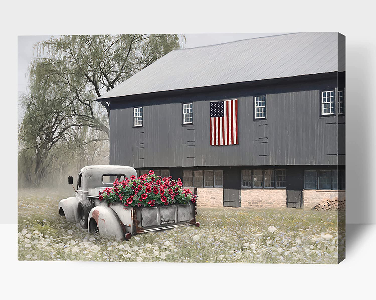 AVOI Rustic Barn Pictures Wall Art, Old Truck for Farmhouse Wall Decor ...