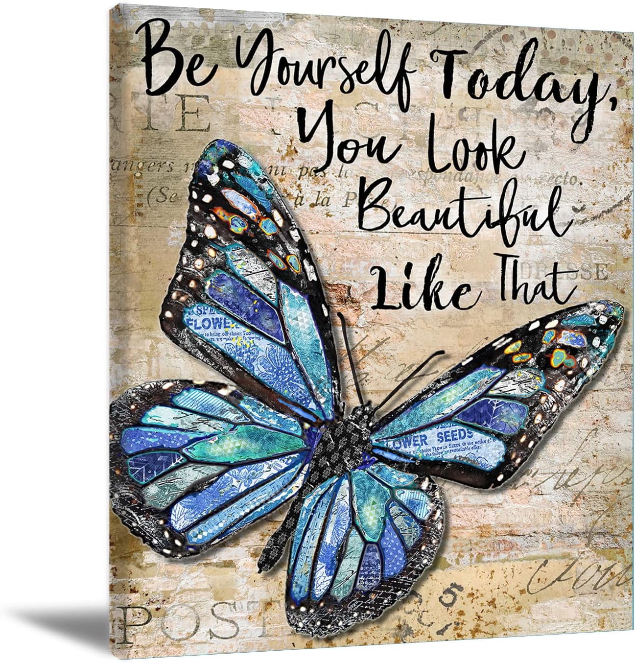 AVOI Rustic Butterfly Wall Art Inspirational Quote Wall Art Vintage ...