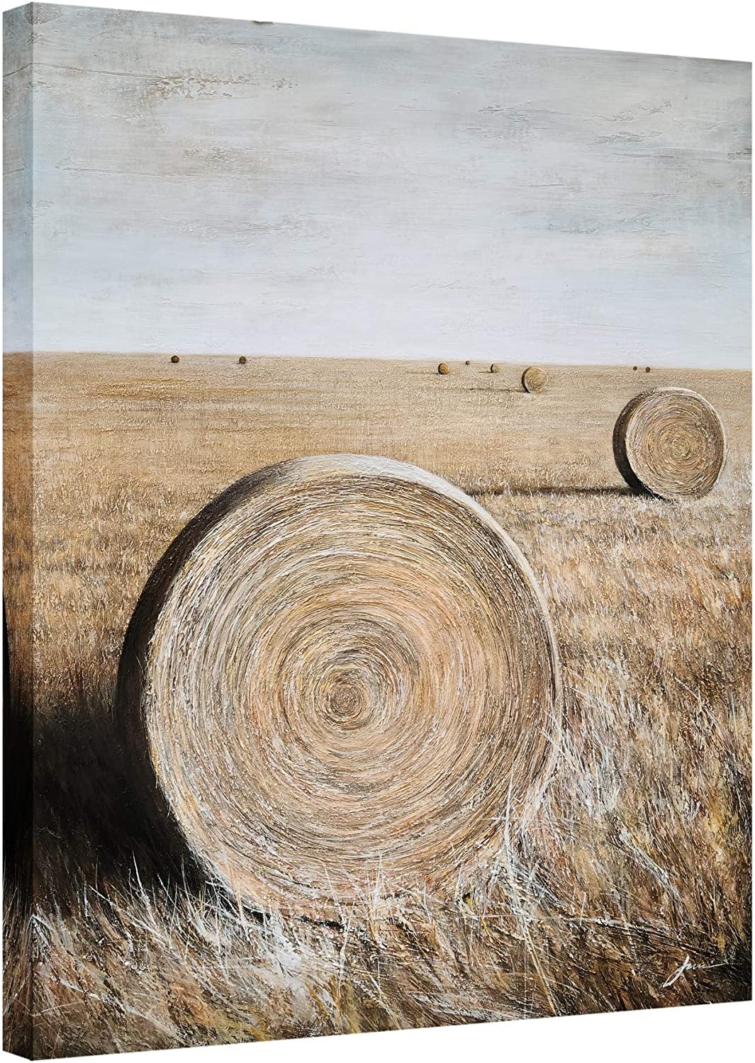 AVOI Rustic Canvas Wall Art Hand Painted Hay Bales Pictures Modern ...