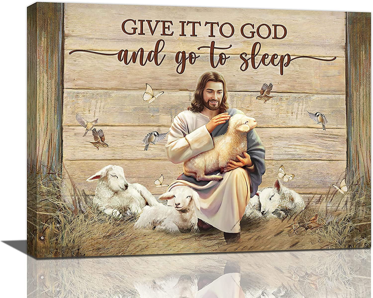 AVOI Rustic Christian Jesus Wall Art Lamb Butterfly Wall Decor ...