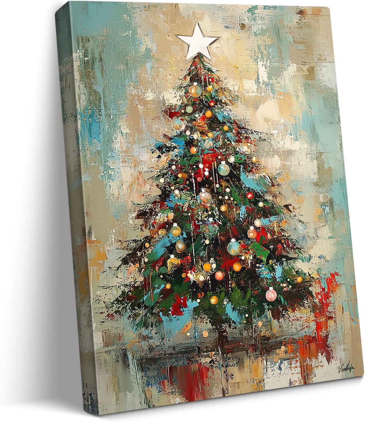 AVOI Rustic Christmas Canvas Wall Art Vintage Christmas Tree Oil ...