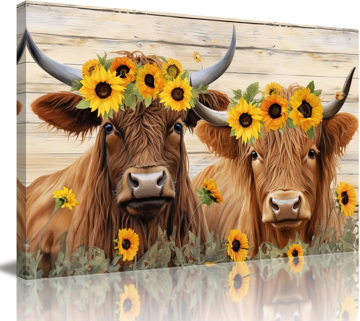 AVOI Rustic Cow Canvas Wall Art Farmhouse Wall Decor Print Picture ...
