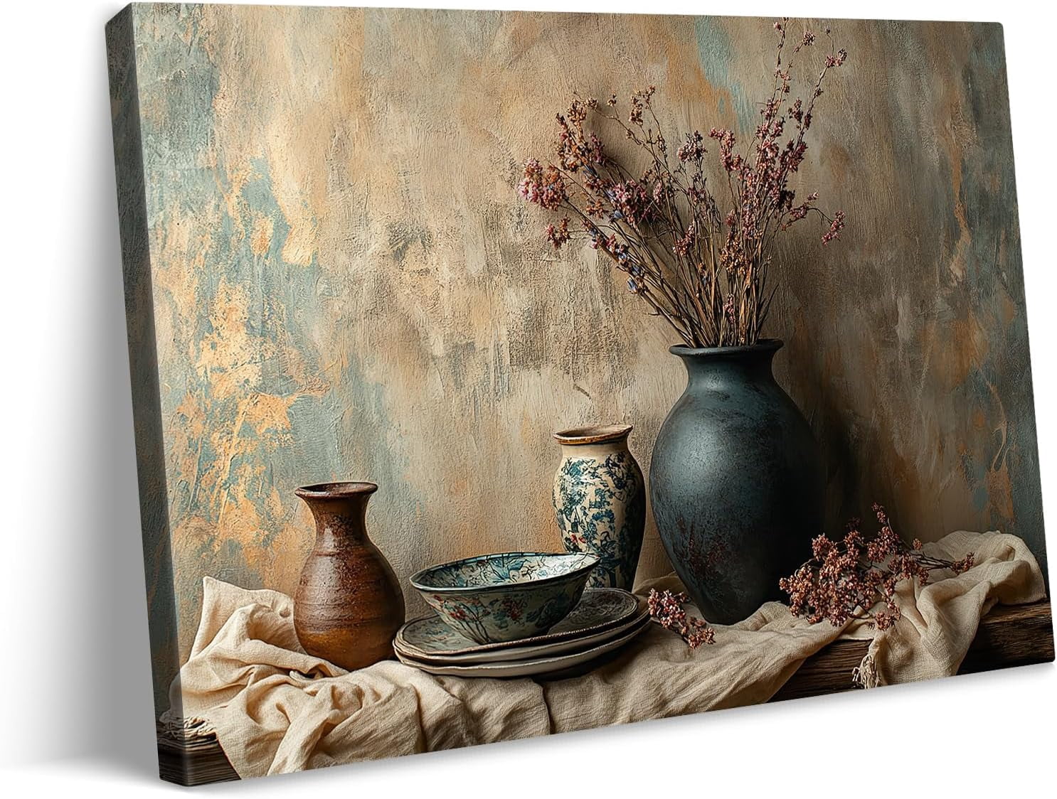 AVOI Rustic Farmhouse Flower Canvas Wall Art Still Life with Vases ...